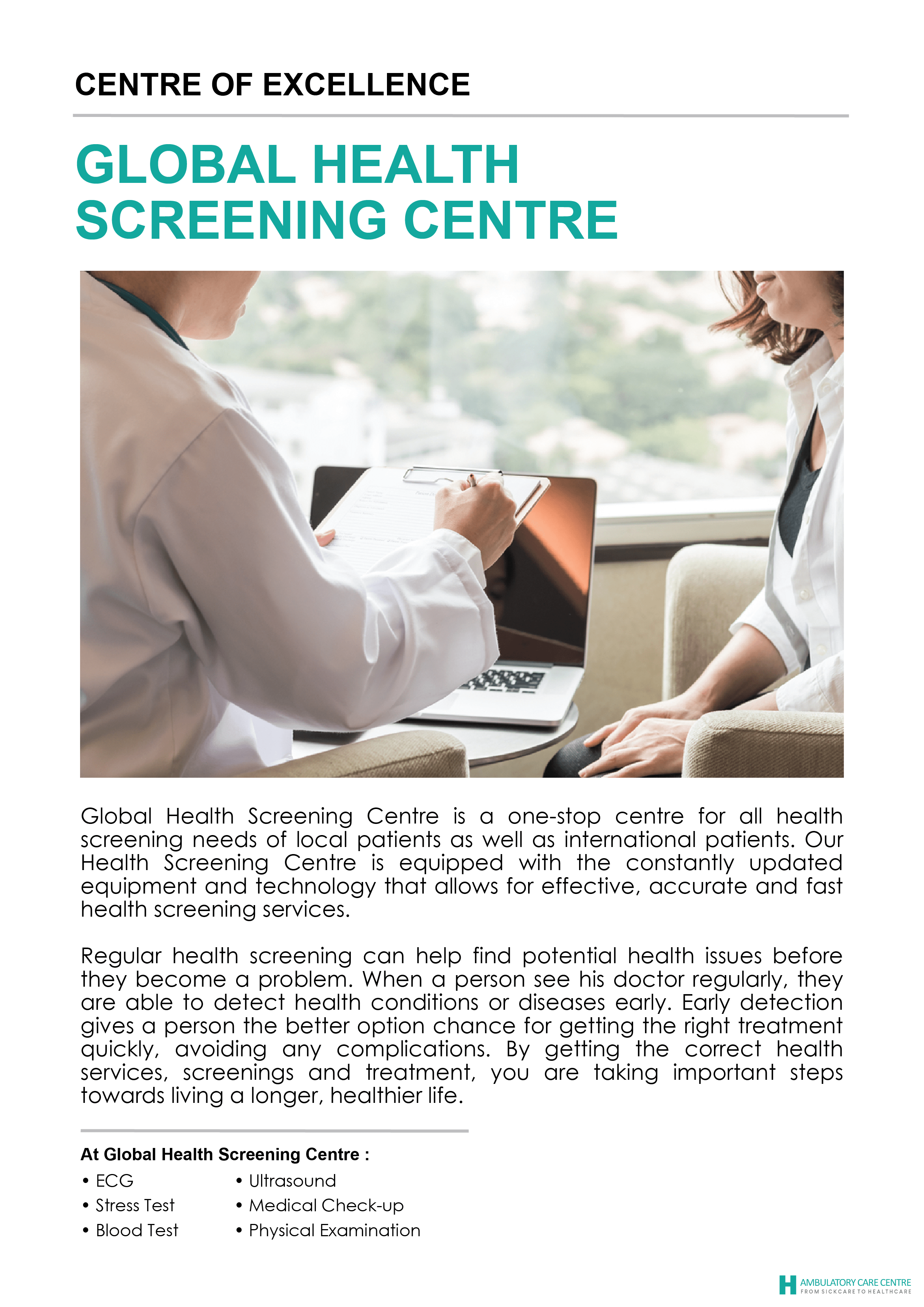 Global Health Screening Centre | Centre of Excellence | H Ambulatory ...